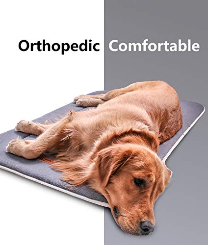 QIAOQI Dog Bed Kennel Pad Crate Mat Washable Orthopedic Antislip Beds Dense Memory Foam Cushion Padding Bolster | Perfect Sleep Bedding Pads for Carrier Cage