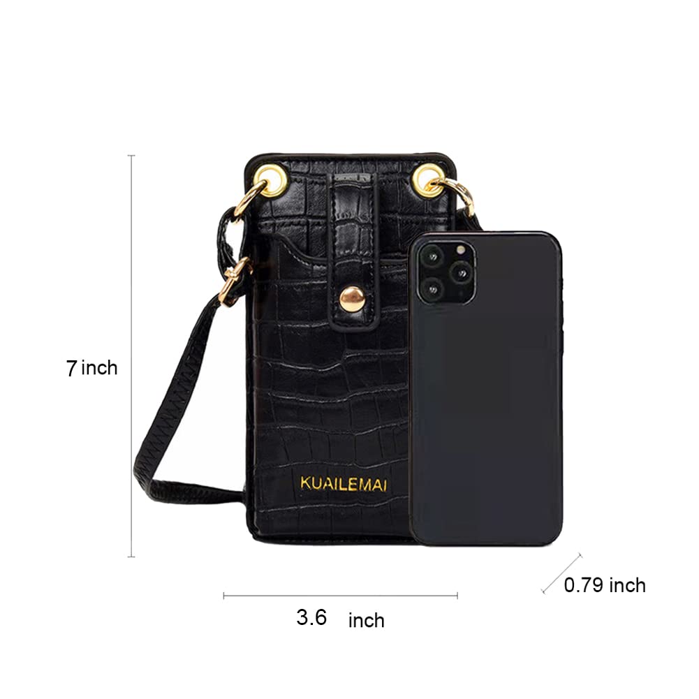 Cecety TM Cell Phone Purse Small Crossbody Bag Wallet Case for iPhone 13 12 11 Pro Max/Samsung Galaxy S20 S21 FE S22 A53 A52 (Black)