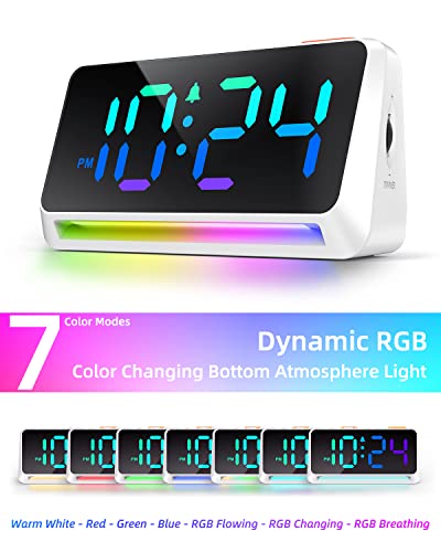LED Digital Clock for Bedroom, Super Loud Alarm Clock for Heavy Sleepers Adults, Teens | Simple Plug-In Electric Bedside Nightstand Desk Clock with Light and Adjustable Color/Volume/Brightness/Snooze