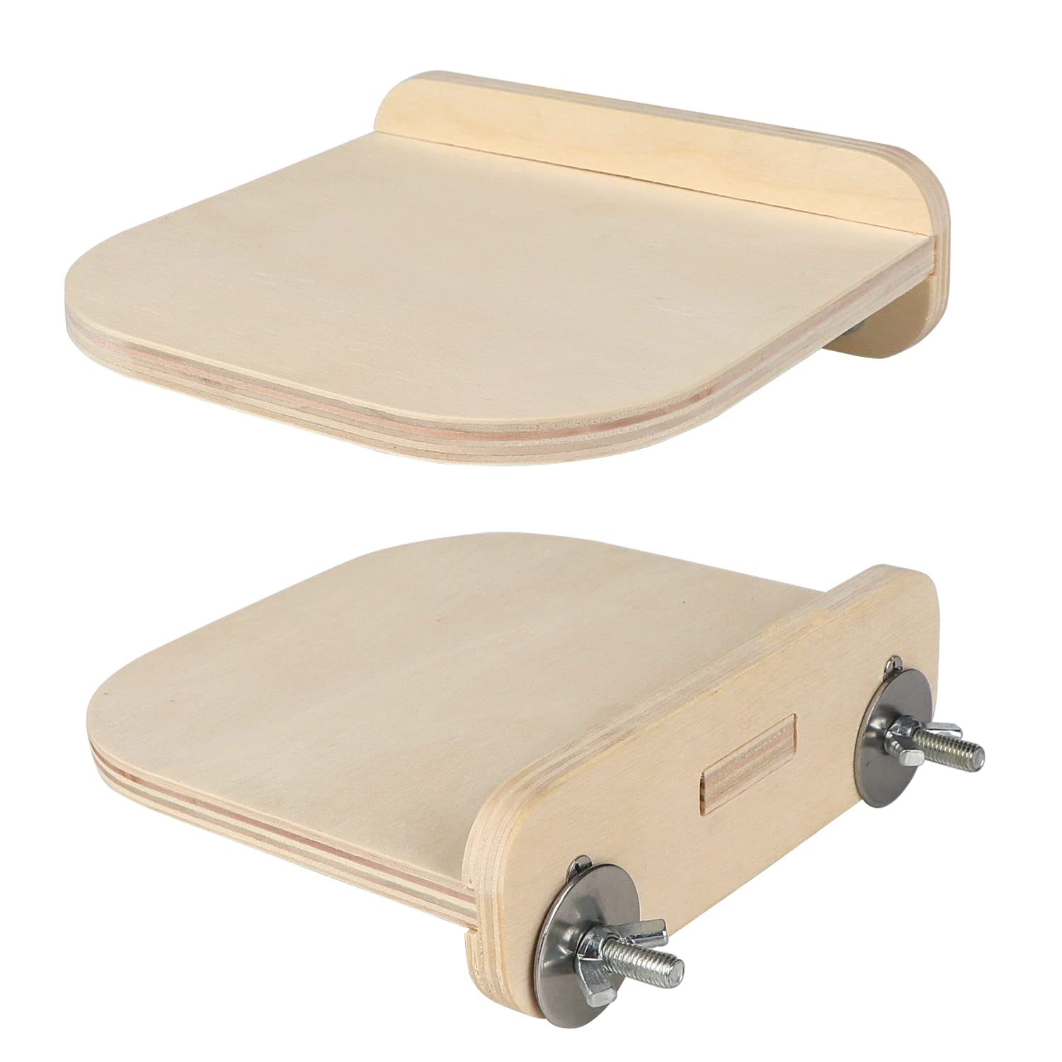 Chinchilla Wooden Platform Set, Chinchilla Cage Platform with Feeding Bowl, Small Animals Cage Accessories for Chinchilla Squirrel Gerbil Suger Glider Hamsters (3Pcs of Small Platform)
