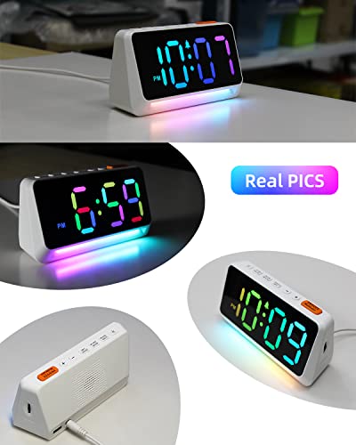 LED Digital Clock for Bedroom, Super Loud Alarm Clock for Heavy Sleepers Adults, Teens | Simple Plug-In Electric Bedside Nightstand Desk Clock with Light and Adjustable Color/Volume/Brightness/Snooze