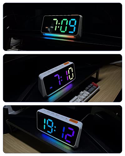LED Digital Clock for Bedroom, Super Loud Alarm Clock for Heavy Sleepers Adults, Teens | Simple Plug-In Electric Bedside Nightstand Desk Clock with Light and Adjustable Color/Volume/Brightness/Snooze