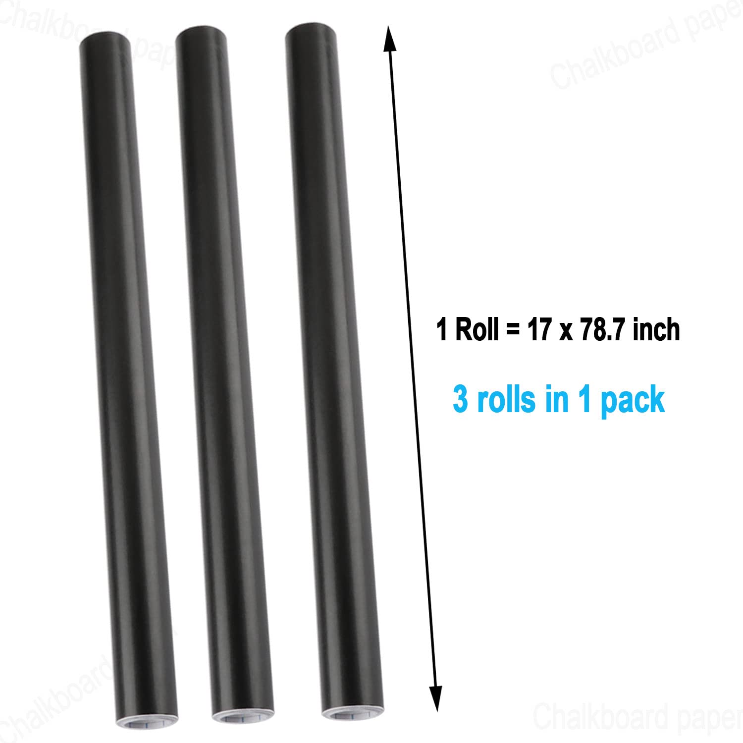 3 Rolls 17” x 78.7” Chalkboard Contact Paper - Adhesive Blackboard Wall Decal Vinyl Stickers, 15 Chalks Included