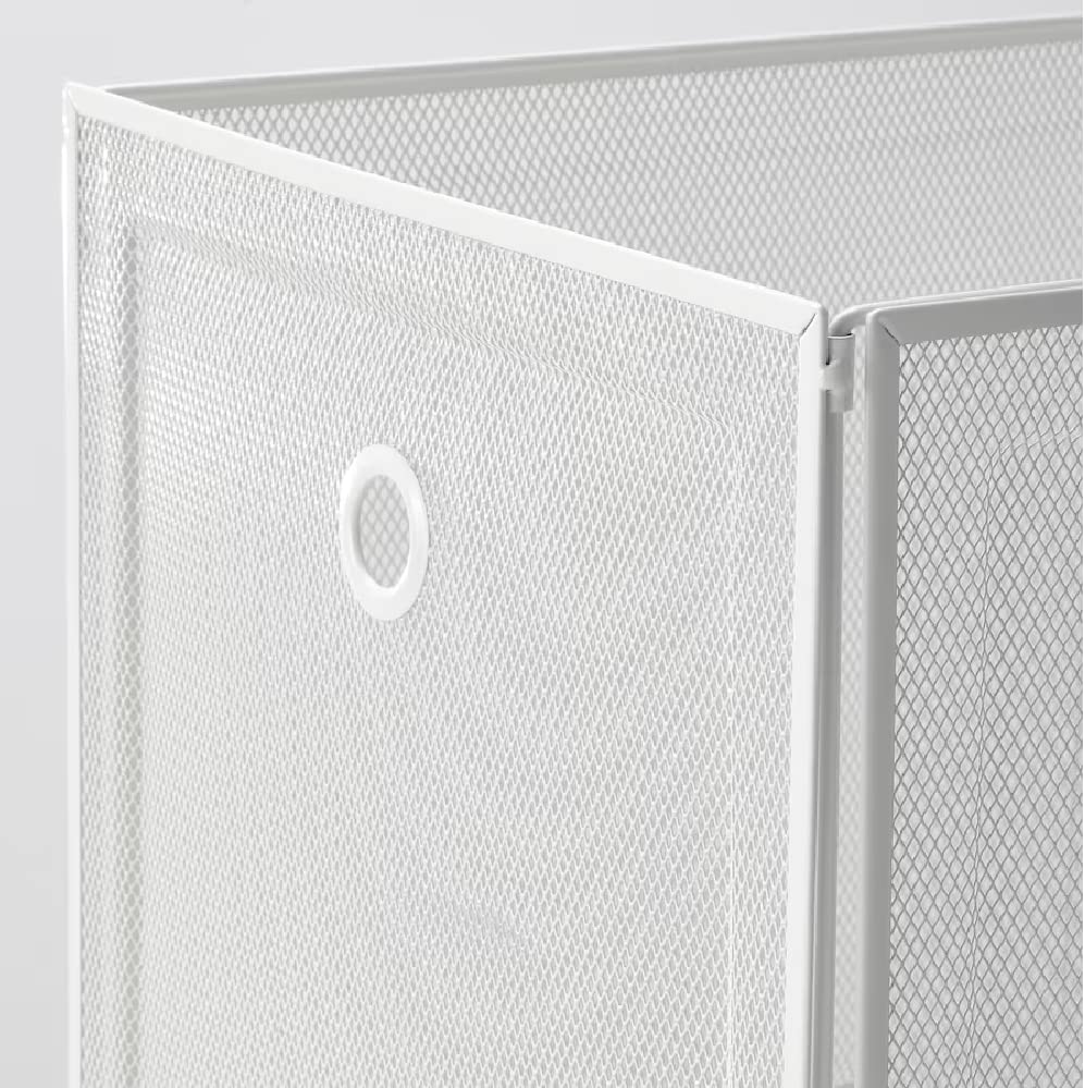 DRÖNJÖNS Storage Box,White KALLAX Shelving Unit Media Accessories and Clothes Organizer Steel Mesh Square Bin Foldable Handled 13x14 ½x13