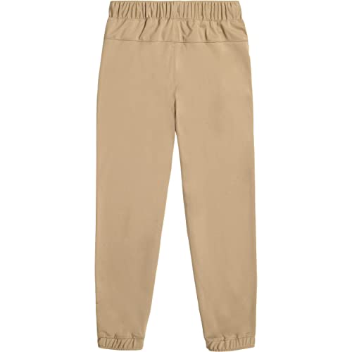 Nautica Boys' School Uniform Jogger Pants, Elastic Waistband with Drawstring Closure, Stretch Twill Fabric, Burnished Khaki/Warp Knit, 14-16