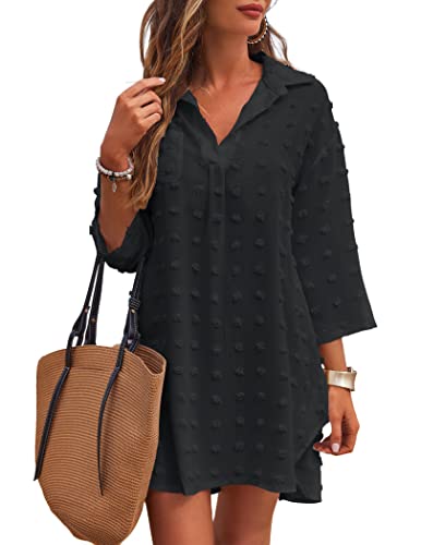 Ekouaer Women Cover Up for Swimwear Loose Beachwear Bikini Bathing Suits V Neck Chiffon Dress,XX-Large