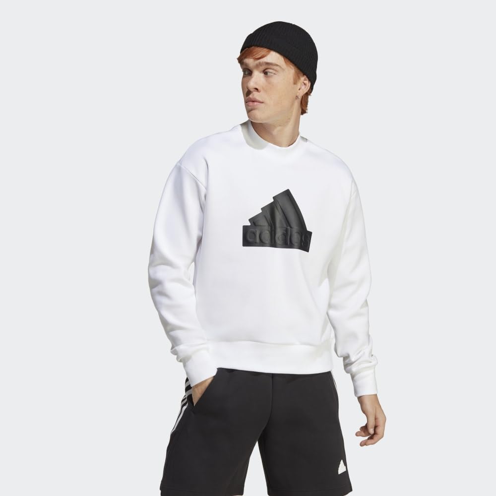 adidas Men's Future Icon Badge of Sport Crewneck, White/Black, Large