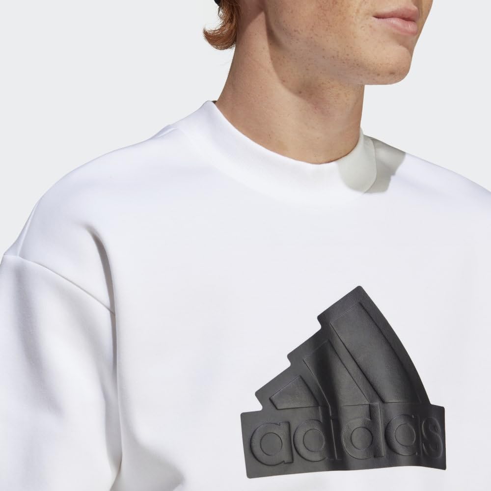 adidas Men's Future Icon Badge of Sport Crewneck, White/Black, Large