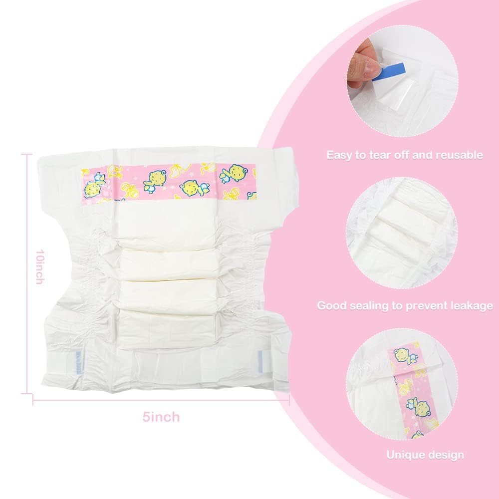 CHAREX Baby Doll Diapers Pack - 30 Pieces Newborn Dolls Diapers Refill, Doll Accessories Fits 18-24 Inch Reborn Dolls for Ages 3+