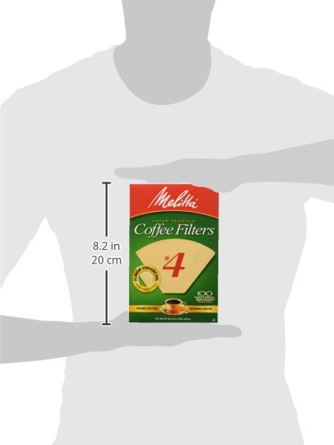 Melitta #4 Cone Coffee Filters, Natural Brown, 100 Count (Pack of 6) 600 Total Filters