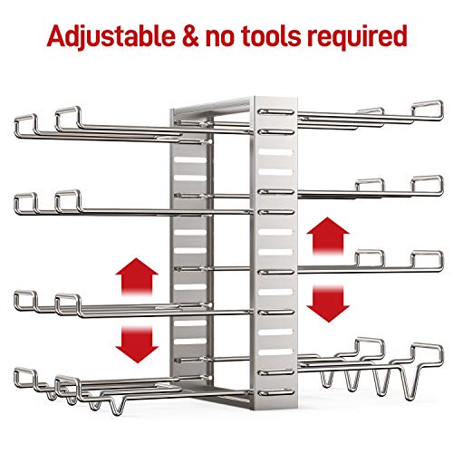 Vdomus Kitchen wrap Organizer Rack, Adjustable Wrap Stand for Kitchen Cabinet Tin foil, Sandwhich Bags, Saran Wrap Kitchen Organizer for Storage, Silver