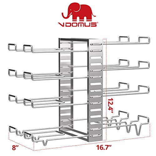 Vdomus Kitchen wrap Organizer Rack, Adjustable Wrap Stand for Kitchen Cabinet Tin foil, Sandwhich Bags, Saran Wrap Kitchen Organizer for Storage, Silver