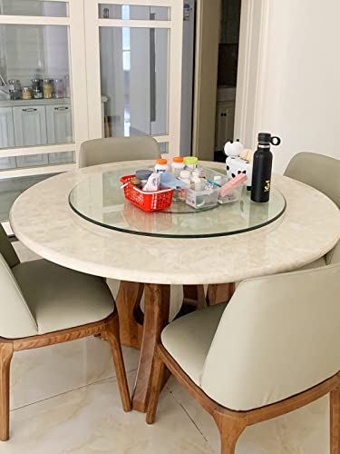50cm/20in Lazy Susan For Dining Table, 8mm Tempered Glass Lazy Susan Turntable Round Transparent Rotating Tray, 80cm/30in Glass Swivel Tray Tabletop Organizer, Silent & Smooth Spin