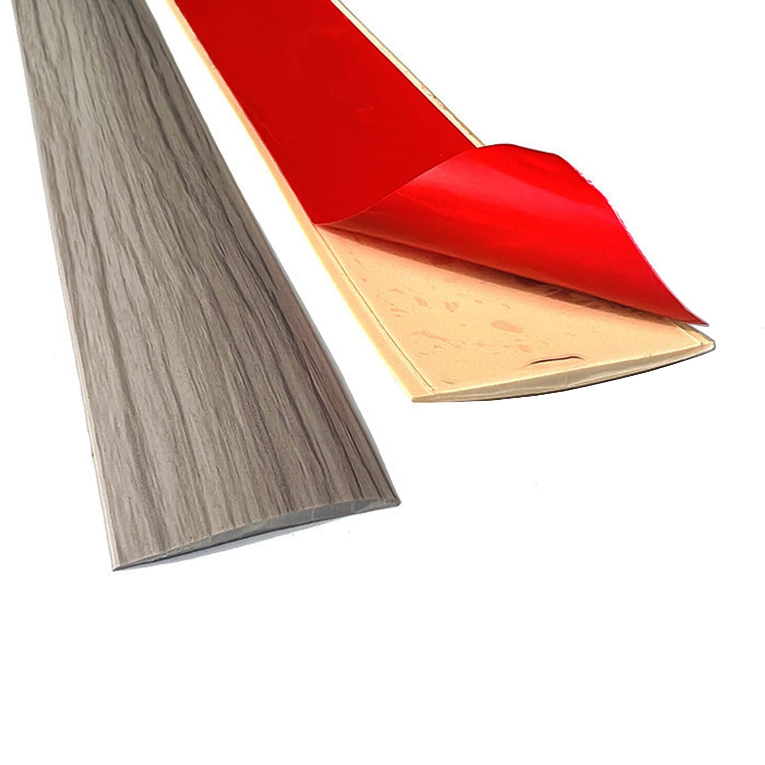 ZEYUE Transition Profile Floor Cover Strips Flooring Transition Strip Vinyl Door Bar Floor Edge Trim Laminate Floor Joining Strip Floor Strip Floor Bar Flat Divider Strip (4cm, Grey Wood Grain)