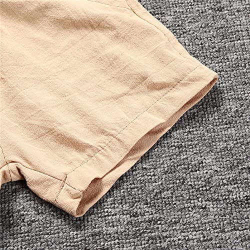Alvivi Toddler Baby Girls Boys Cotton Linen Shorts Elastic Waistband Solid Color Booty Shorts Khaki 12-18 Months