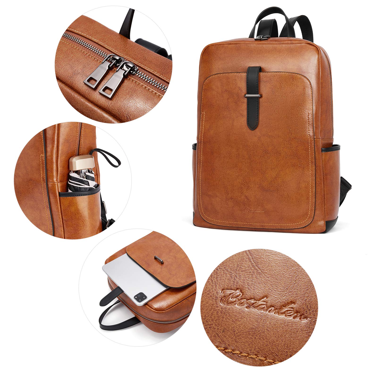 BOSTANTEN Womens Leather Wallets RFID Bundle Leather Laptop Backpack