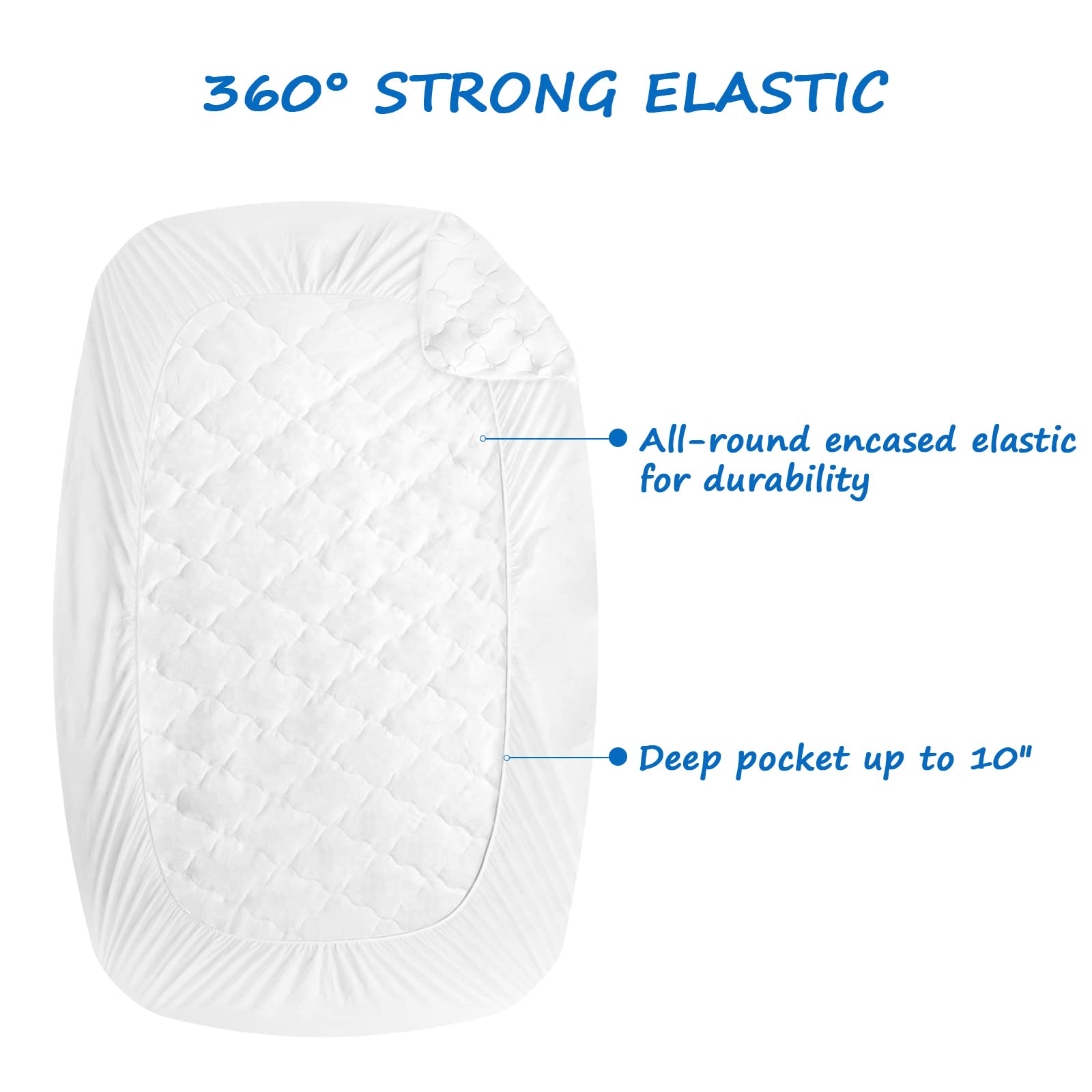 Cot Mattress Pad Waterproof Mattress Protector, Quilted Cot Size Mattress Cover 30" X 75" X 10" Fitted for Narrow Twin/Camp Bunk/Rvs Bunk/Guest Beds, Deep Pocket Mattress Topper, White (Cover Only)