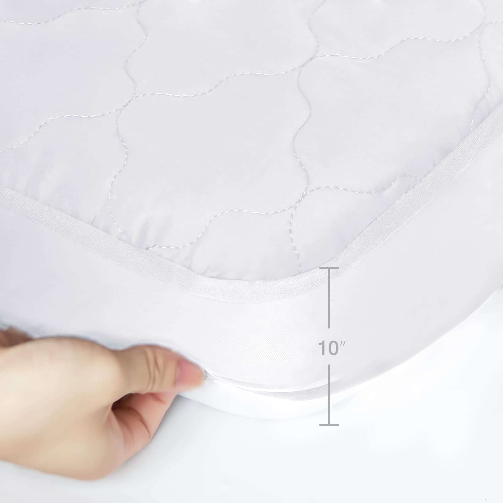 Cot Mattress Pad Waterproof Mattress Protector, Quilted Cot Size Mattress Cover 30" X 75" X 10" Fitted for Narrow Twin/Camp Bunk/Rvs Bunk/Guest Beds, Deep Pocket Mattress Topper, White (Cover Only)