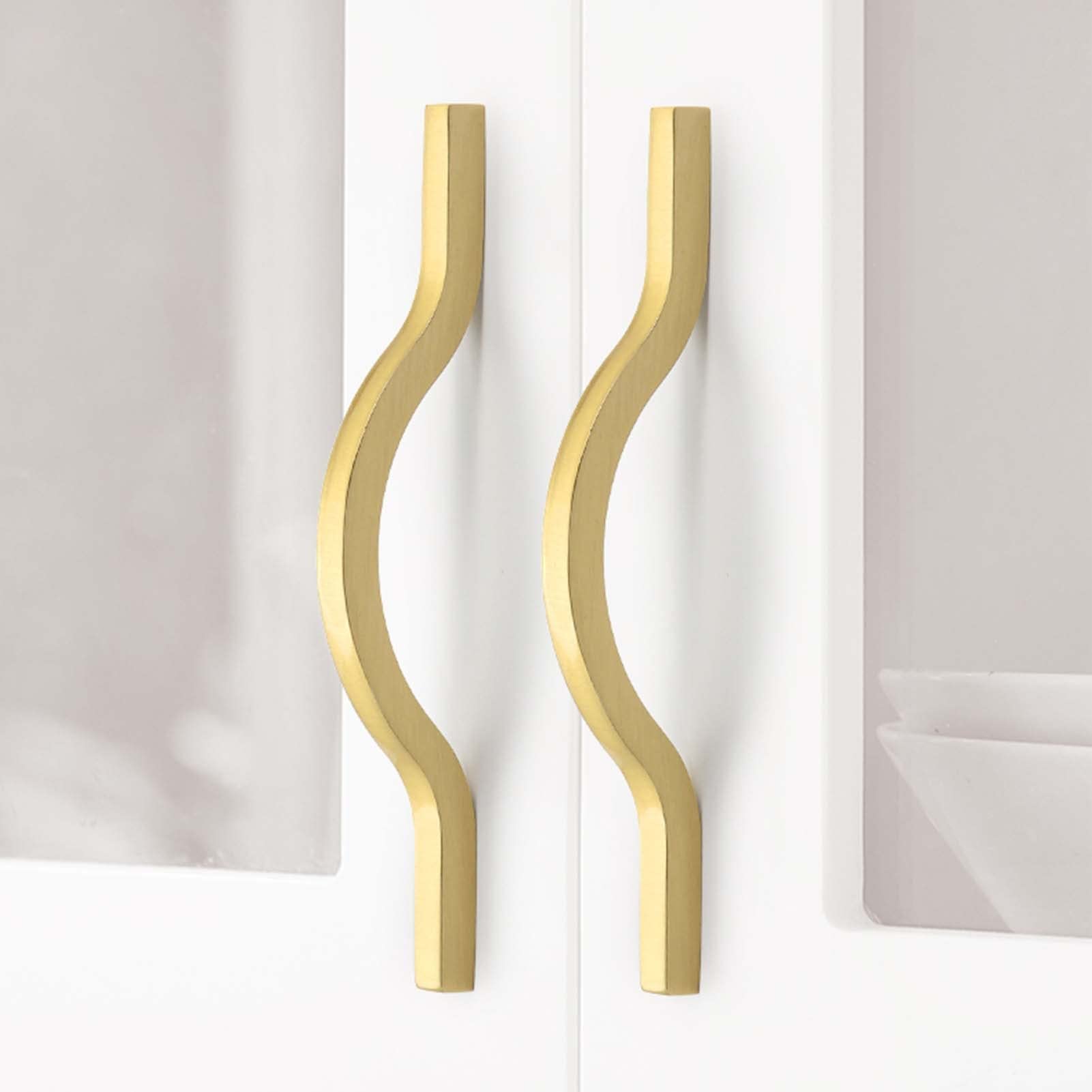 Gold Cabinet Knobs, Brass Double Hole Extended Handle, for Kitchen Cupboard Doors, Closet, Dresser Drawer (Color : C)