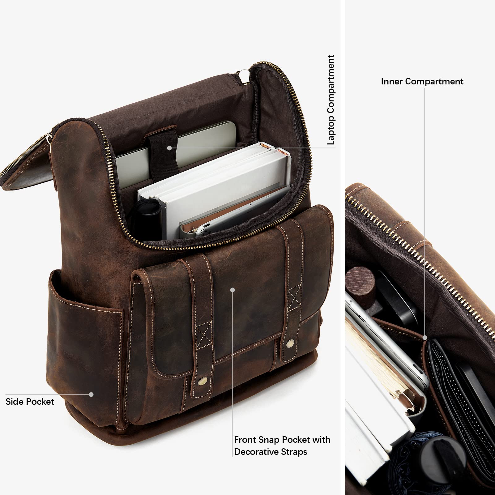 BOSTANTEN Womens Leather Wallets RFID Bundle Leather Backpack for Men