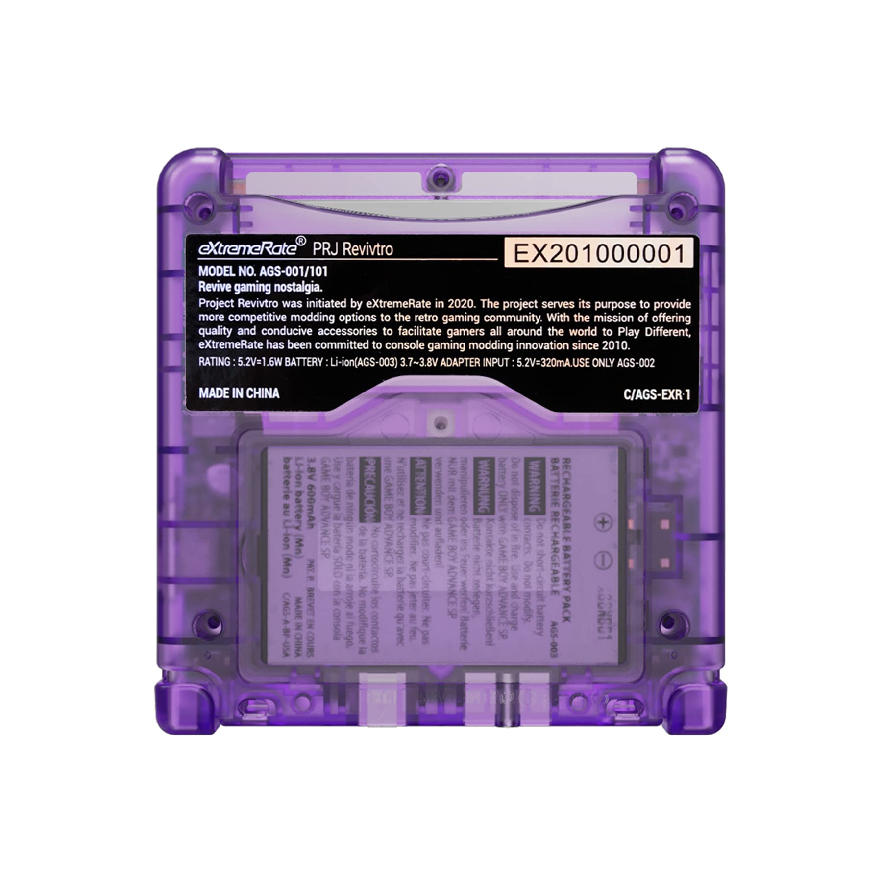 IPS Ready Upgraded eXtremeRate Clear Atomic Purple Custom Replacement Housing Shell for Gameboy Advance SP GBA SP β Compatible with Both IPS & Standard LCD β Console & Screen NOT Included