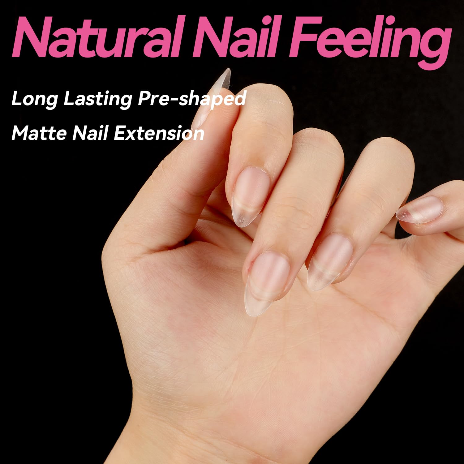 UNA GELLA Short Almond Gel Nail Tips - 360Pcs 15 Sizes Full Matte Pre-Buff Natural Look & Perfect Fit Full Cover Clear Acrylic False Gelly Nail Tips Long-Lasting Easy to Apply & Remove Ideal for DIY