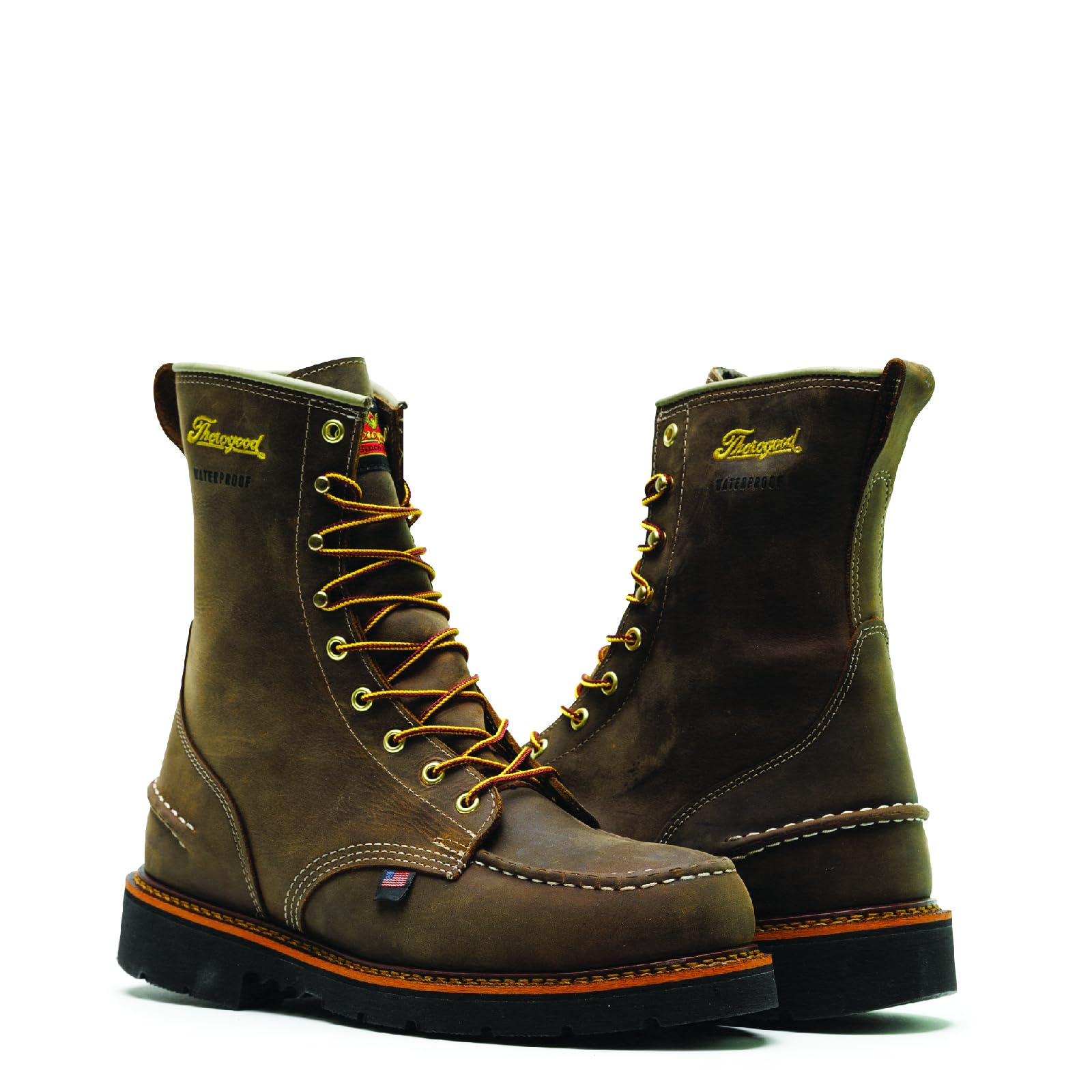 Thorogood 1957 Series 8” Waterproof Moc Toe Work Boots for Men - Soft Toe, Full-Grain Leather with Comfort Insole and Slip-Resistant Heel Outsole; EH Rated, Crazy Horse - 12 2E US