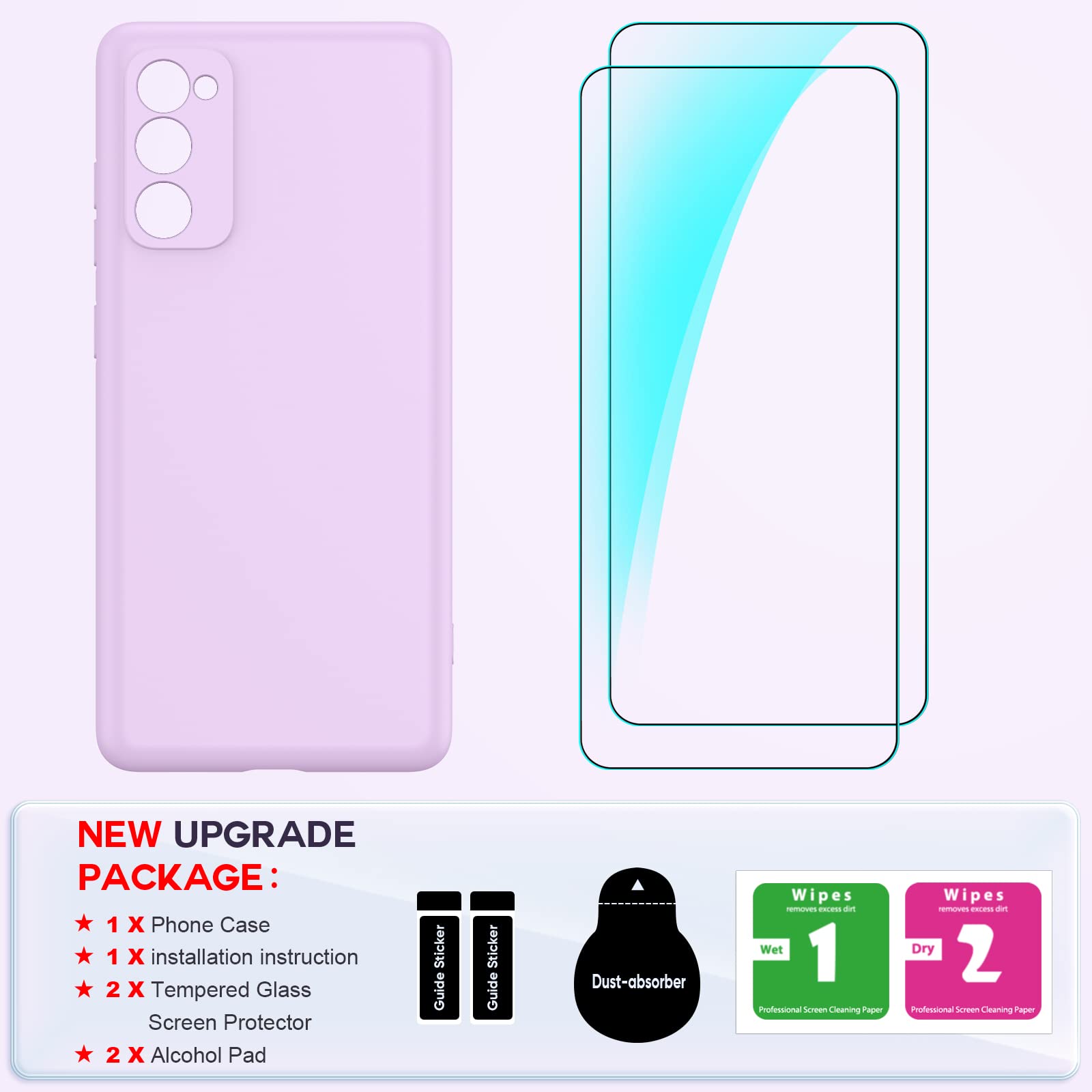 LeYi for Galaxy S20 FE Case, Phone Case Samsung S20 FE 5G with [2 Pack] Tempered Glass Screen Protector for Women Men, Liquid Silicone Soft Microfiber Liner Cover Case for Galaxy S20 FE, Purple
