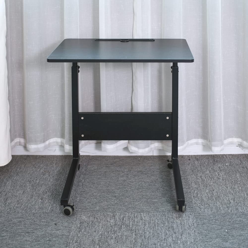 Emall Life Tray Table, Adjustable Sofa/Bed Side Table Portable Desk with Wheels Overbed Table Laptop Cart with Holder Slot (15.7 * 23.6, Black Willow)