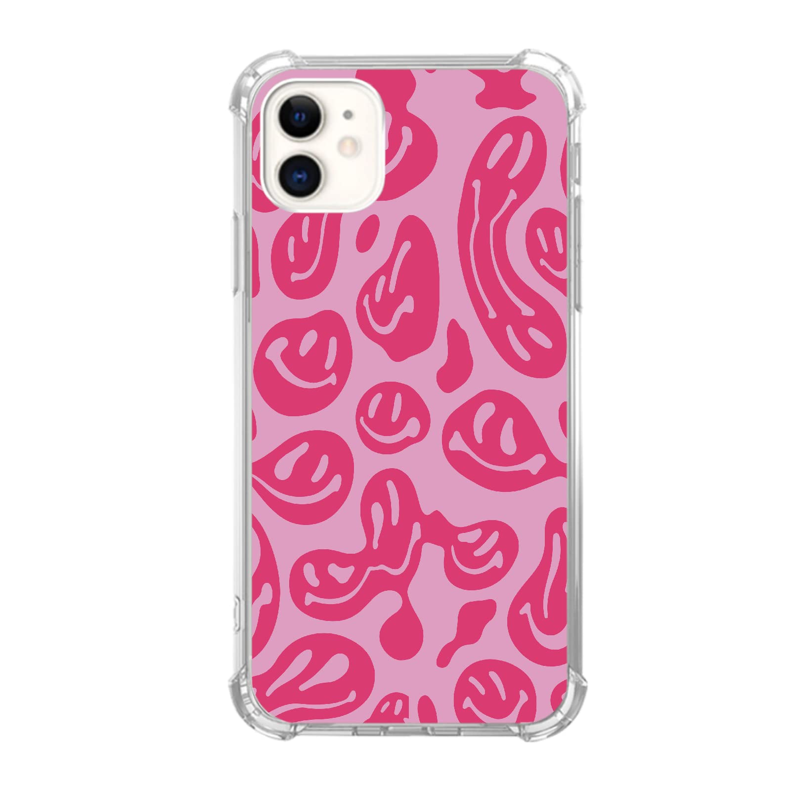 Ospavbinez Aesthetic Pink Trippy Smile Face Case Compatible with iPhone 11, Retro Vintage Hippie Melting Smile Face Case for iPhone 11 for Teens Men and Women, Cool TPU Bumper Phone Case Cover