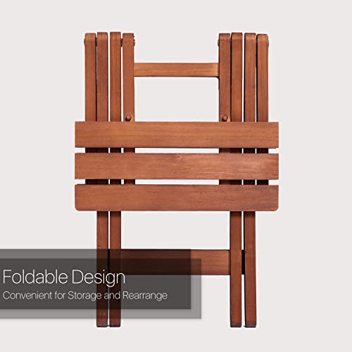 MoNiBloom Wood Folding Step Stool, Portable Foldable Household Stool Seat for Bathroom, Living Room, Garden, Brown