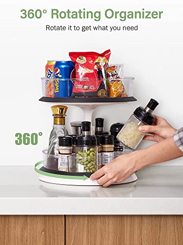 Kootek 16 Pcs Desk Drawer Organizer and 2 Tier Adjustable Lazy Susan Turntable Non-Skid Kitchen Cabinet Organizer