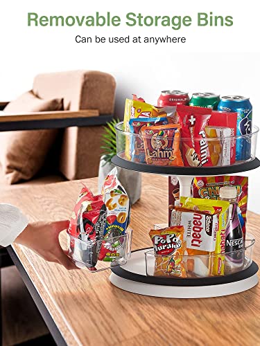 Kootek 16 Pcs Desk Drawer Organizer and 2 Tier Adjustable Lazy Susan Turntable Non-Skid Kitchen Cabinet Organizer