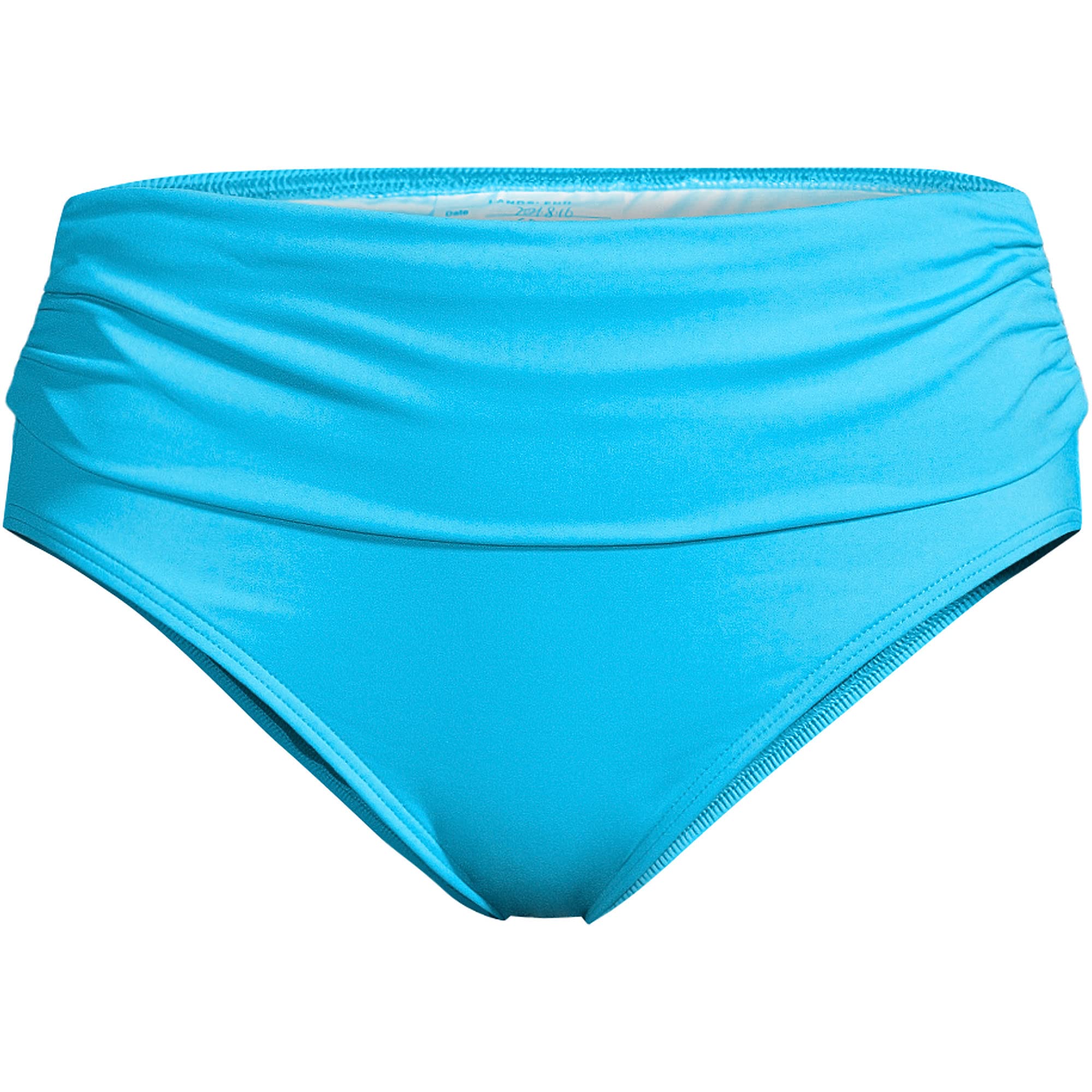 Lands' End Womens Chlorine Resistant Fold Over Mid Waist Bikini Bottoms-Alpha Turquoise Regular X-Large