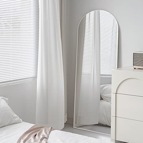 XKZG 64" x 21" Arched Full Length Mirror Floor Mirror with Wooden Frame Full Body Mirror Stand Mirror Wall Mounted Mirror for Bedroom Living Room - White