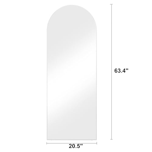 XKZG 64" x 21" Arched Full Length Mirror Floor Mirror with Wooden Frame Full Body Mirror Stand Mirror Wall Mounted Mirror for Bedroom Living Room - White