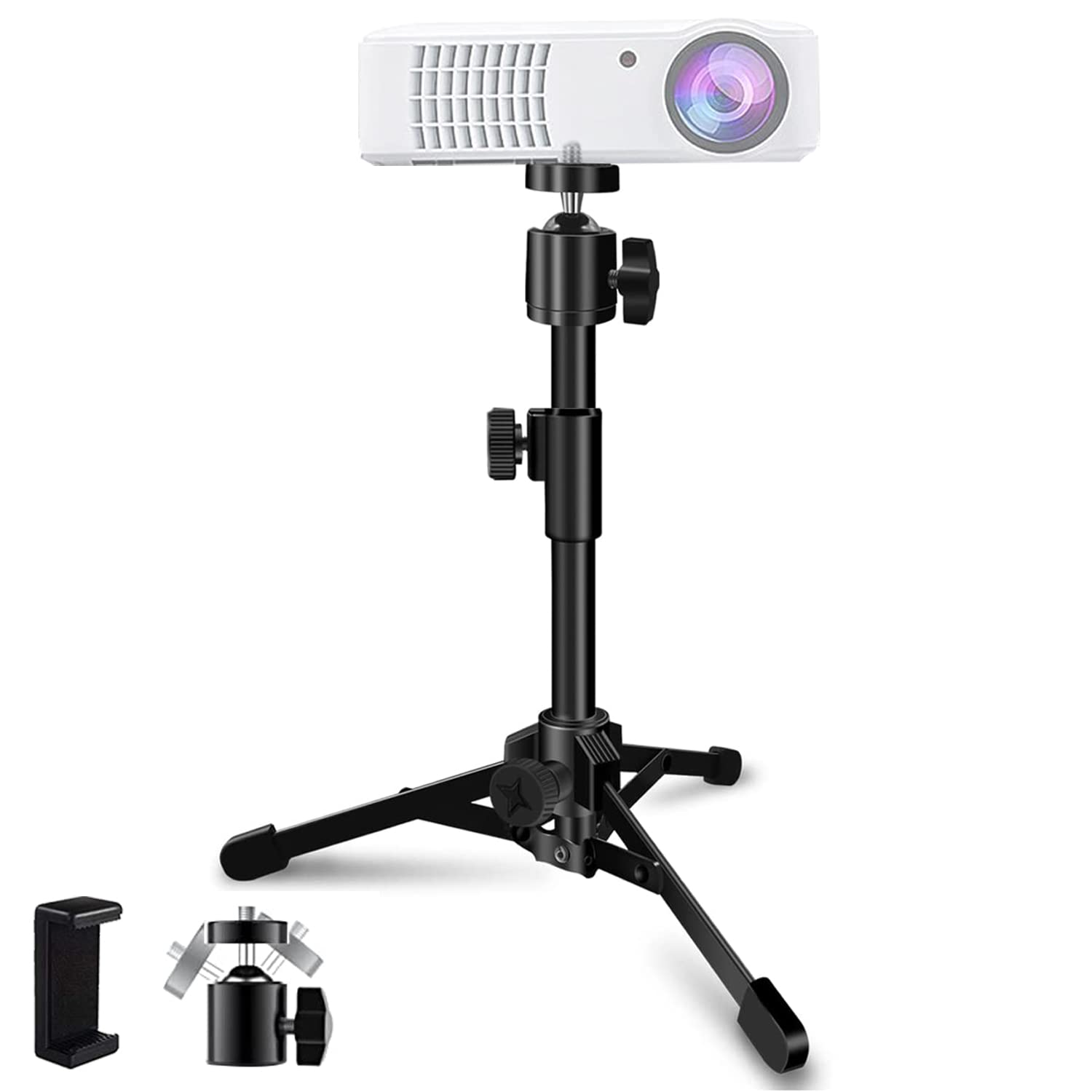 JCTRIWAY Mini Projector Stand,[Universal 1/4 Screw] Extendable Desktop Tripod Stand for Mini Projector/ Webcam/Camera