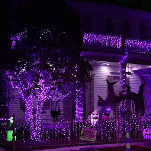 Dazzle Bright Fairy String Lights, Total 40FT 120LED Copper Wire Battery Operated Waterproof Lights, Halloween Decorations for Indoor Home Outdoor Garden Patio Party Decor (Purple, 2)