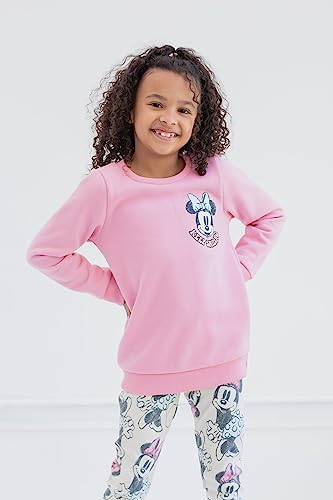 Disney Minnie Mouse Little Girls Pullover Sweatshirt & Leggings & Scrunchie pink/white 7-8