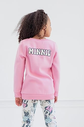 Disney Minnie Mouse Little Girls Pullover Sweatshirt & Leggings & Scrunchie pink/white 7-8