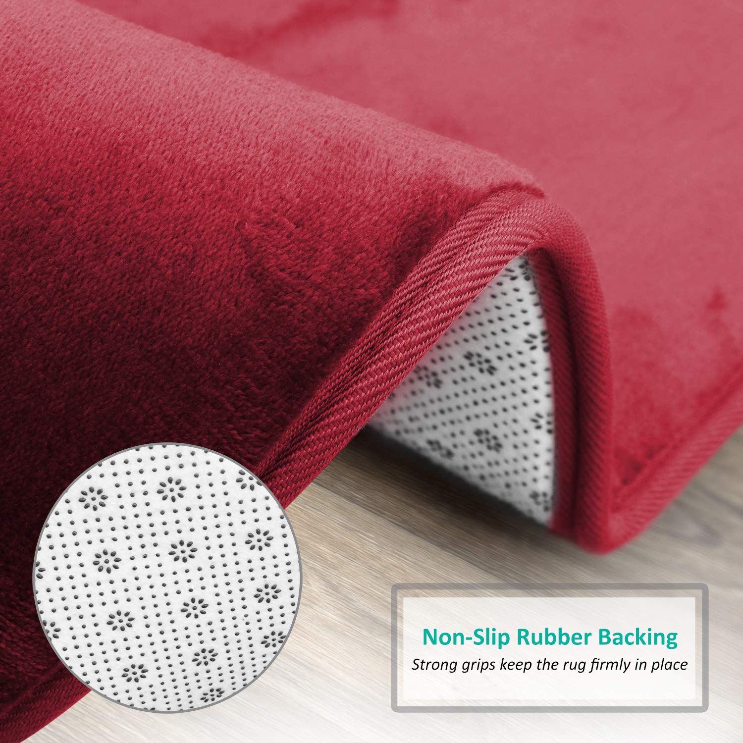 Clara Clark Bathroom Rugs, Velvet Memory Foam Bath Mat, Non-Slip, Machine Washable Bath Rugs - Dries Quickly, Ultra Soft Plush Bath Mats for Bathroom, 20 x 32, Burgundy Red