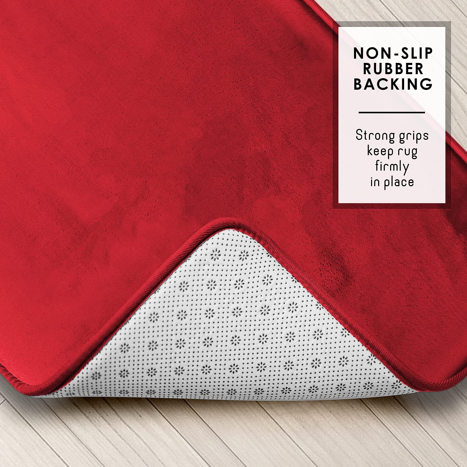 Clara Clark Bathroom Rugs, Velvet Memory Foam Bath Mat, Non-Slip, Machine Washable Bath Rugs - Dries Quickly, Ultra Soft Plush Bath Mats for Bathroom, 20 x 32, Burgundy Red