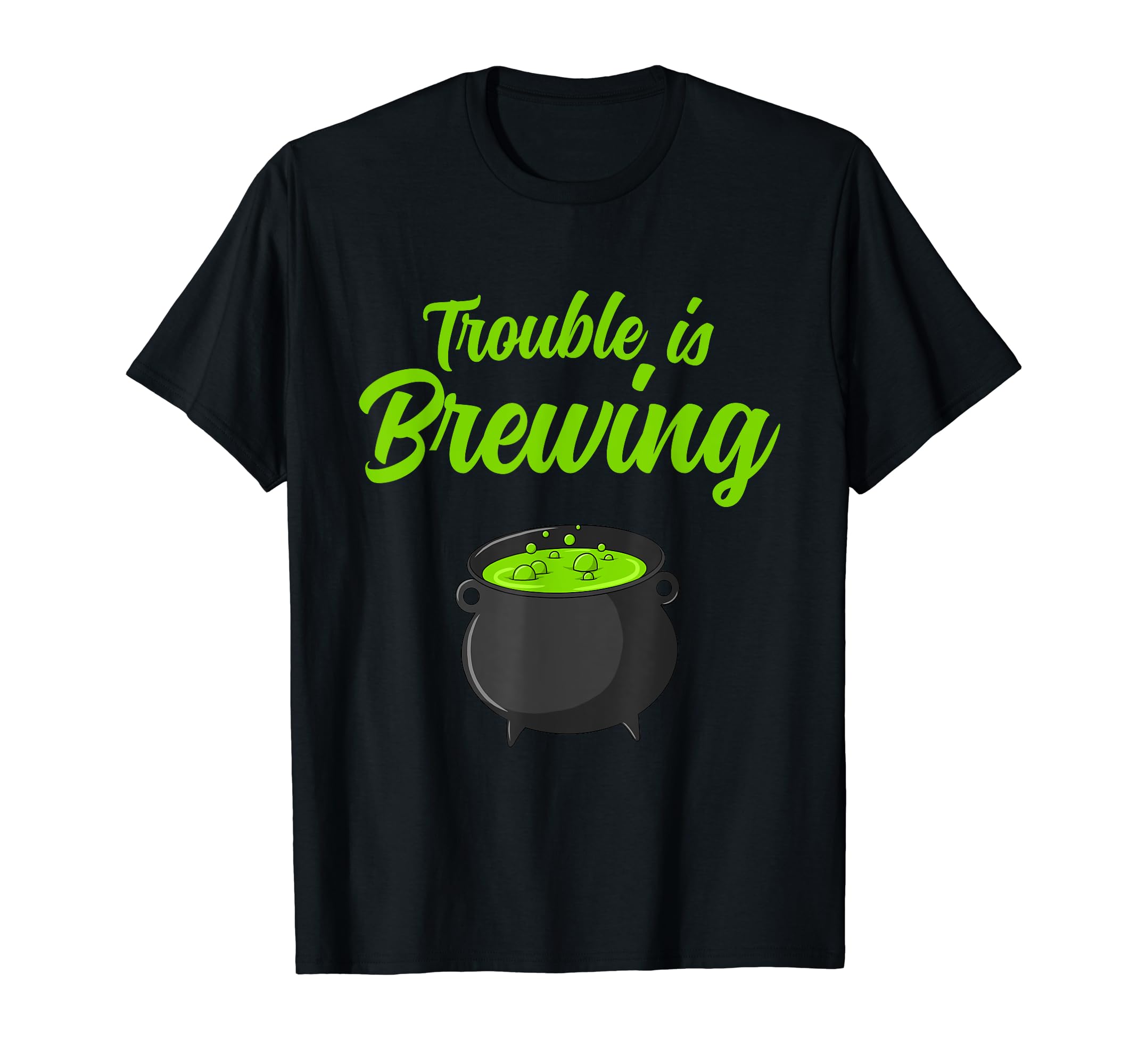 Funny Witch Cauldron Halloween Costume Trouble is Brewing T-Shirt