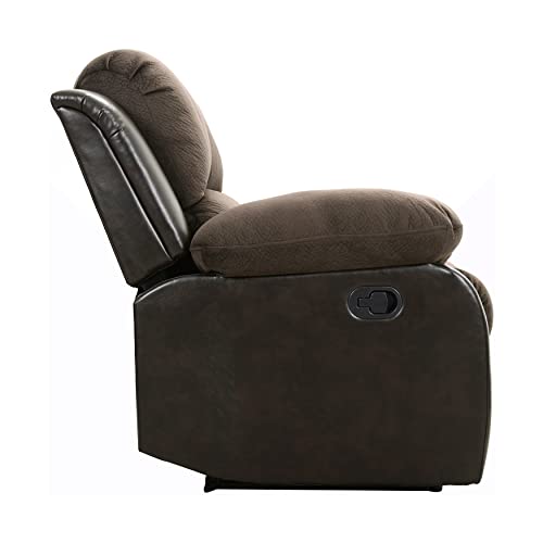 Lexicon Humphreys Loveseat Recliner - Soft Faux Leather Double Reclining Sofa, Manual Pull Tab, Wall Hugger, High-Density Foam, Solid Wood Frame, Easy Assembly, 62.5"W, Living Room, RV - Brown Shades