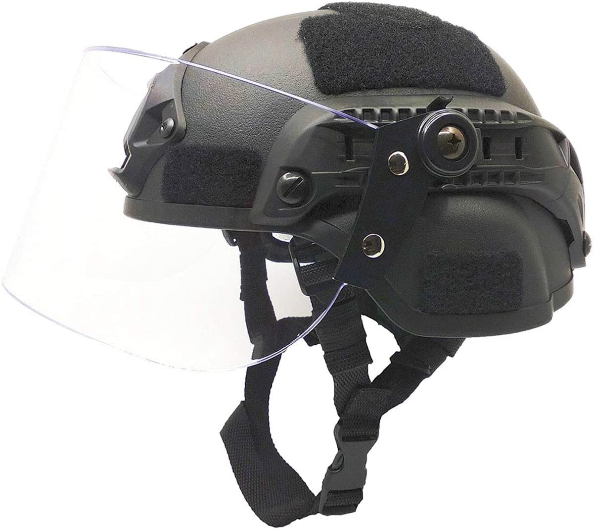 Hunting Explorer Airsoft MICH 2000 ACH Tactical Helmet with Clear Visor NVG Mount and Side Rail, Black, 11.81 x 11.34 x 7.09inch