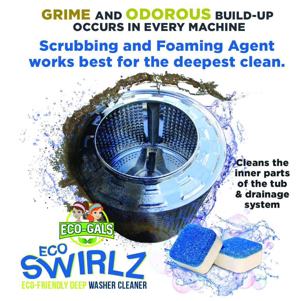 Eco-Gals Eco Swirlz Washing Machine Cleaner with Bonus Eco Scrubz Dishwasher Cleaner Add On 36 Count Deep Cleaning Tablets