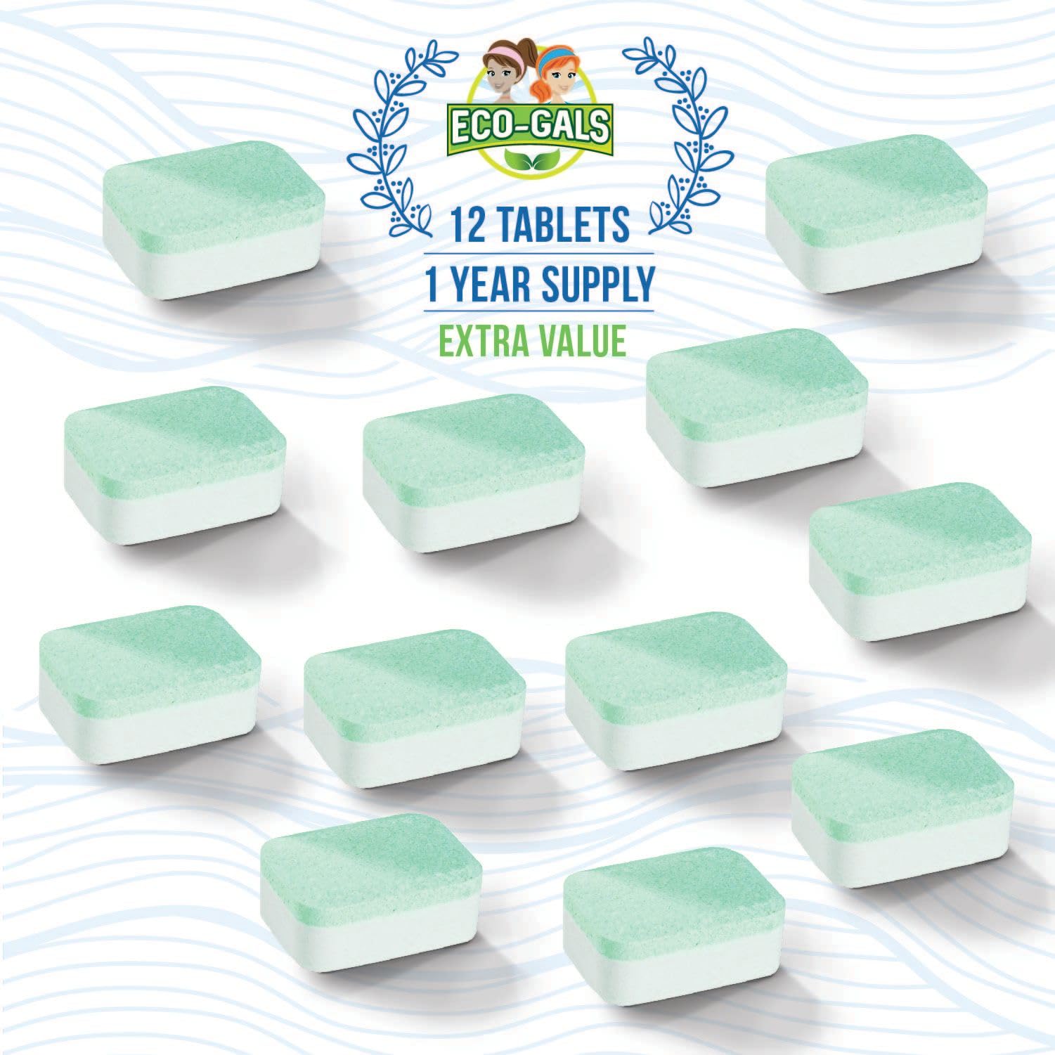 Eco-Gals Eco Swirlz Washing Machine Cleaner with Bonus Eco Scrubz Dishwasher Cleaner Add On 36 Count Deep Cleaning Tablets