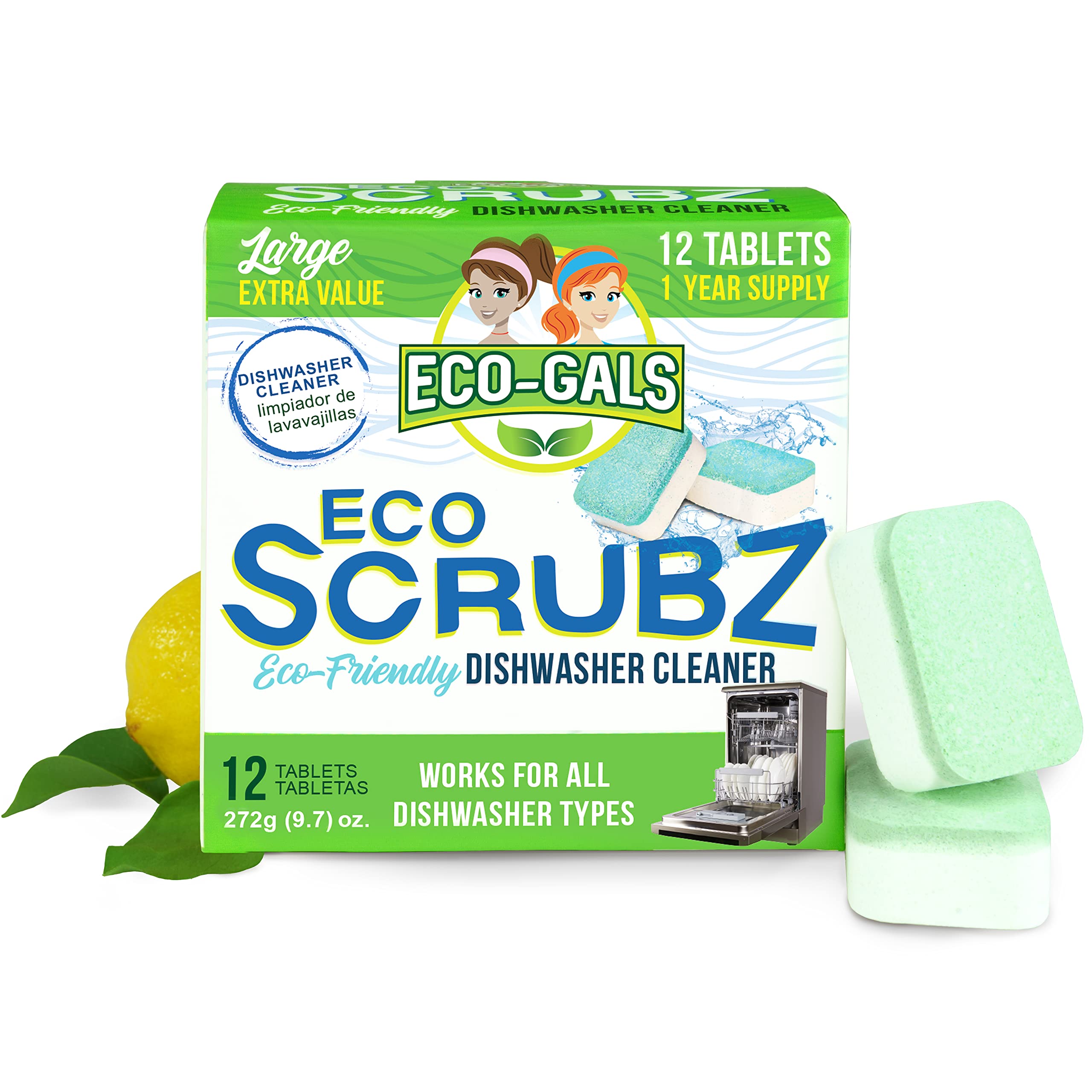 Eco-Gals Eco Swirlz Washing Machine Cleaner with Bonus Eco Scrubz Dishwasher Cleaner Add On 36 Count Deep Cleaning Tablets
