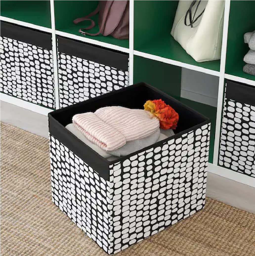 DRÖNA Storage Organizer Box Heavy Duty Black/White Polyester 13x15x13 "