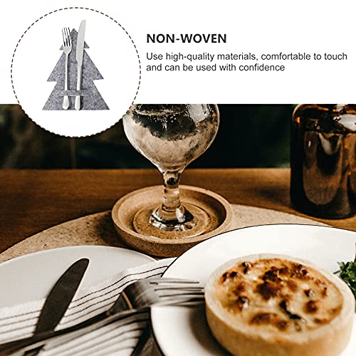 8Pcs Christmas Tree Design Cutlery Bag Home Tableware Cover Table Decor Grey Decor for Celebration Party
